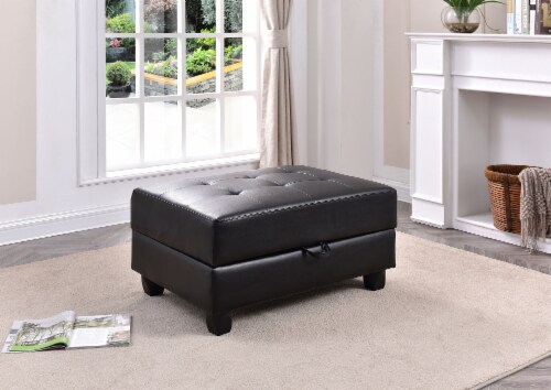 Revere Black Faux Leather Upholstered Storage Ottoman 1 Kroger