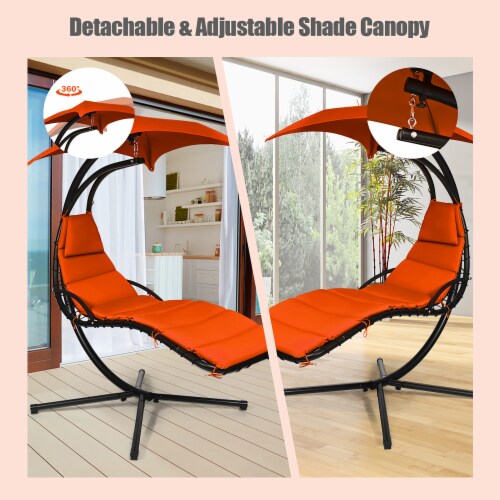 Costway Hanging Swing Chair Hammock Chair w/ Pillow Canopy Costway Hanging Swing Chair Hammock Chair w/ Pillow Canopy