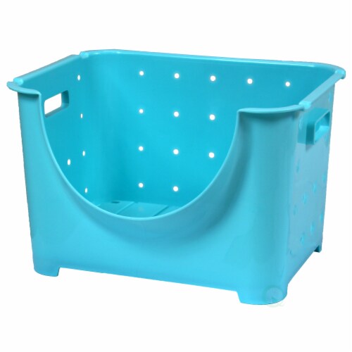Stackable Plastic Storage Container Blue Stacking Bins Blue Kroger