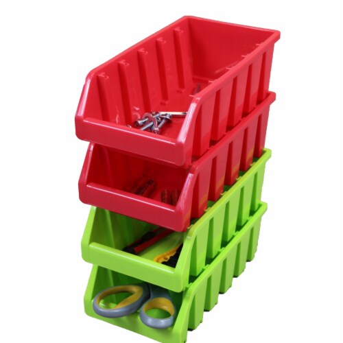 Set Of 2 Plastic Storage Stacking Bins Green Green Kroger