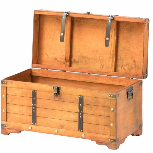 Vintiquewise Rustic Large Wooden Storage Trunk With Lockable Latch One Size King Soopers