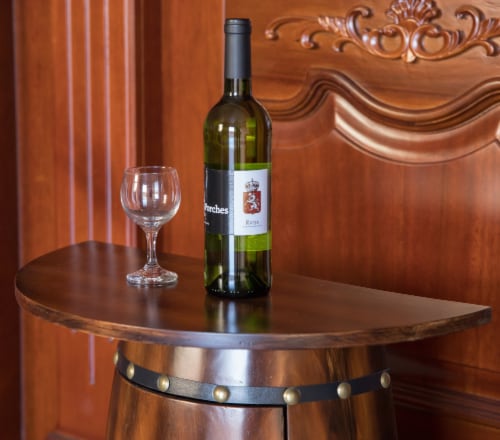 Vintiquewise Rustic Lockable Barrel Shaped Wine Bar Cabinet Wooden End Table 1 Kroger