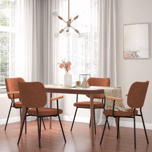 Slickblue Set of 2 Modern Fabric Dining Chairs with Armrest and Curved Backrest 2 Unit Gerbes Super Markets