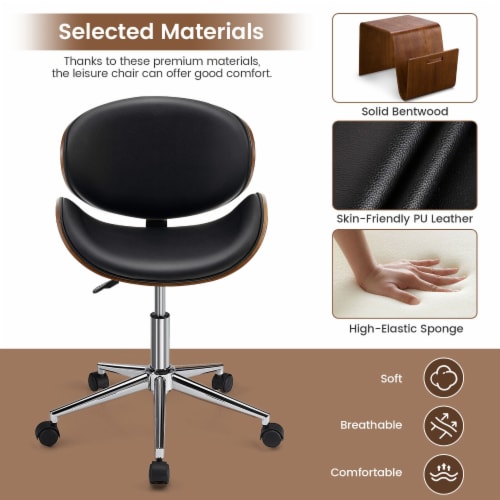 Slickblue Adjustable Leather Office Chair Swivel Bentwood Desk Chair with Curved Seat Black 1 Unit Fry s Food Stores