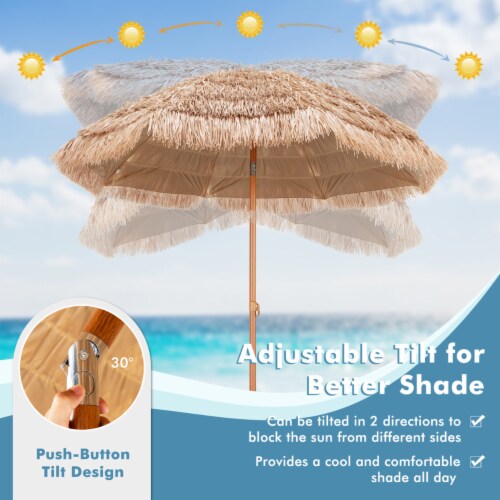 Gymax 7 2ft Patio Hawaiian Style Hula Beach Umbrella Tropical Umbrella