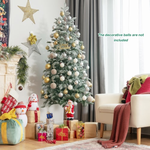 6ft Pre-Lit Artificial Hinged Pencil Christmas Tree Snow-Flocked w ... 6ft Pre-Lit Artificial Hinged Pencil Christmas Tree Snow-Flocked w ...