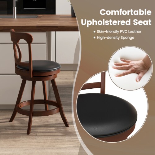 Slickblue Set of 2 Swivel Bar Stools with Footrest Espresso 24 inches Fry s Food Stores