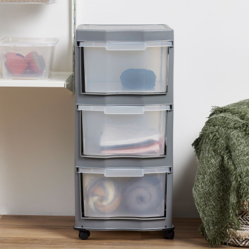 Life Story Classic Gray 3 Shelf Storage Container Organizer Plastic