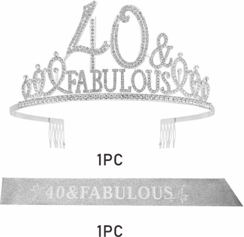 EBE EmmasbyEmma 40th Birthday Sash and Tiara Silver for Women Large Pack of 1 City Market