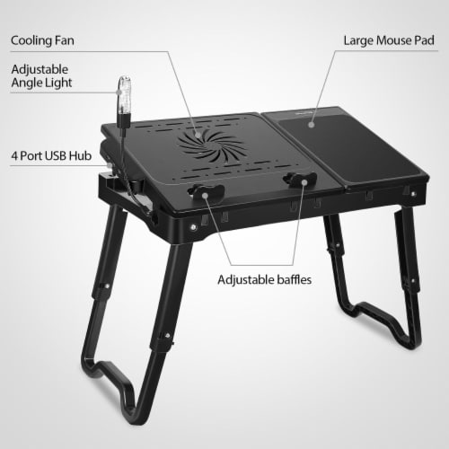 Foldable Laptop Table Bed Notebook Desk With Cooling Fan Mouse Board Led Light 4 Xusb Ports 1 unit King Soopers