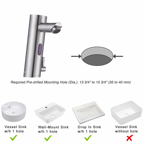 Automatic Sensor Bathroom Faucet 1 Hole Touchless Hot And Cold Undermount