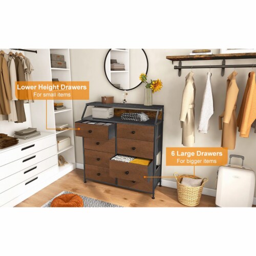 REAHOME 8 Drawer Wood Top Storage Dresser with 2 Drawer Organizers Espresso 1 Piece Fry s Food Stores