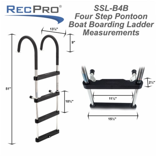 Recpro Compact Stainless Steel Heavy Duty 4 Step Pontoon Boat Boarding