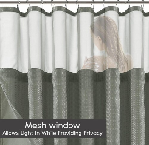 Dainty Home Waffle Weave Complete Shower Curtain With Detachable Fabric
