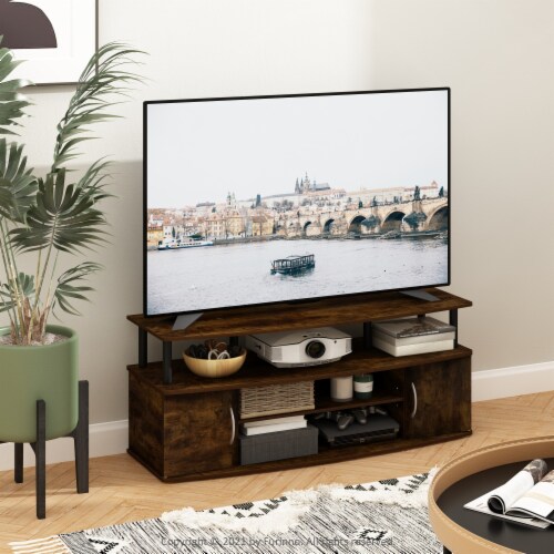 Furinno Jaya Large Entertainment Center Hold Up To 55 In Tv Amber Pine Black 1 Pick n Save