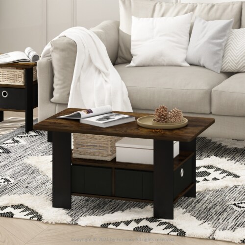 Furinno coffee table with bins store
