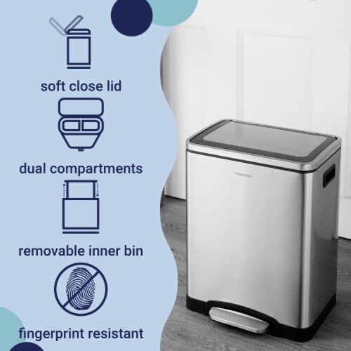 Elmo Rectangular 8 Gal Double Bucket Trash Can With Soft Close Lid 1575x1299x2047 Kroger
