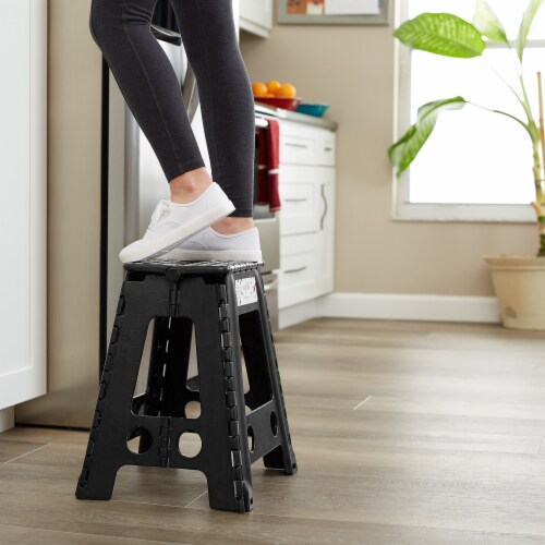 18 Folding Step Stool with Handle Set of 2 for Adults Kids Black 2ct 18in. Gerbes Super Markets