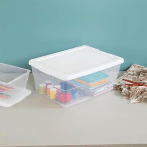 Sterilite 16 Quart Clear Plastic Stacking Storage Container Box W Lid
