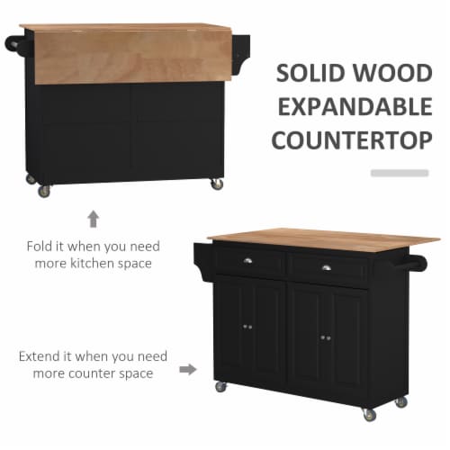 HOMCOM 58 Kitchen Island Cart Modern Drop Leaf Storage Trolley Shelf on ... HOMCOM 58 Kitchen Island Cart Modern Drop Leaf Storage Trolley Shelf on ...