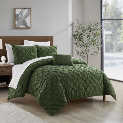 Bradley 4 Piece Comforter Set Diamond Pinch Pleat Mustard Queen Queen