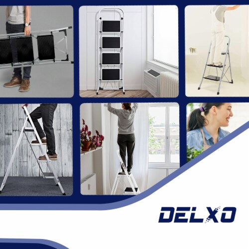 Delxo folding 4 step ladder store