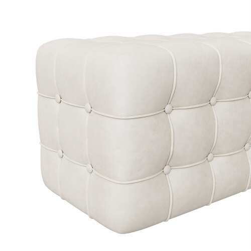 Simplie Fun All Covered Velvet Ottoman Tufted Rectangular Footstool in White 1 count Kroger