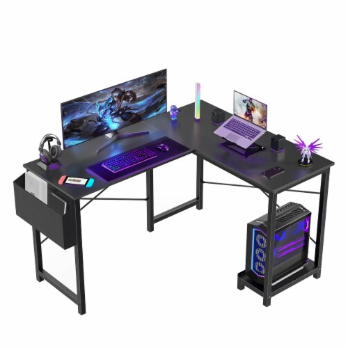 Black gaming desk l shaped store