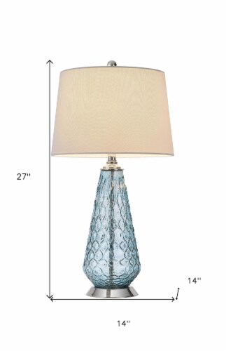 Hivvago 27 Inch Aqua Glass Table Lamp With White Empire Shade 1 Frys Food Stores