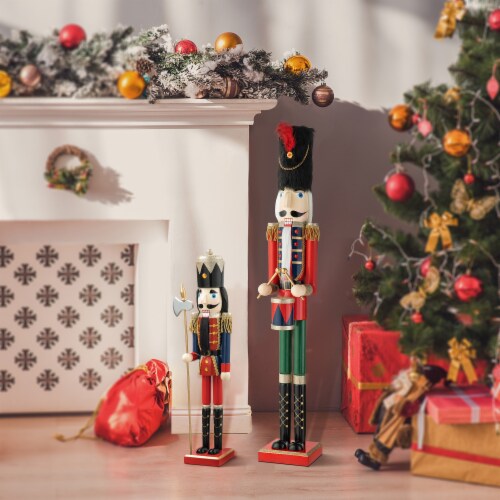 Glitzhome 42 Inch Tall Wooden Christmas Soldier Nutcracker Set of One QFC
