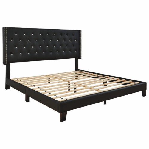 Signature Design by Ashley Vintasso Upholstered Wingback Queen Bed in Black 1 Smith s Food and Drug