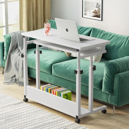 Tribesigns Adjustable Portable Desk Rolling Laptop Cart With Keyboard Tray Black Brown 1 unit Gerbes Super Markets