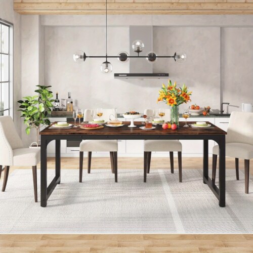 Tribesigns Dining Table for 6 8 Person Industrial Kitchen Table with Metal Frame No Size Gerbes Super Markets