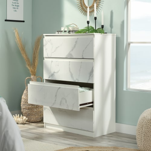 Sauder Hudson Court Glamorous 4 Drawer Chest with Marble Finish 1 Fry s Food Stores