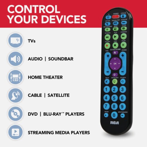 RCA 5-Device Universal Black Big Button Remote Control RCRBB05BHEV, 1 ... RCA 5-Device Universal Black Big Button Remote Control RCRBB05BHEV, 1 ...