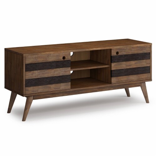 Simpli Home Clarkson Low Tv Stand Acacia Wood Rustic Natural Finish For 65 Inch Tv Set of 1 Foods Co