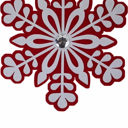 Northlight 10 Red And White Snowflake Christmas Ornament With Gem 1