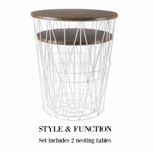 Lavish home round metal basket storage nesting end tables store