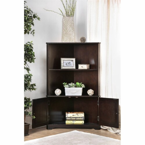 Furniture of America Cassidy Wood Multi Storage Corner Bookshelf in Espresso 1 Kroger