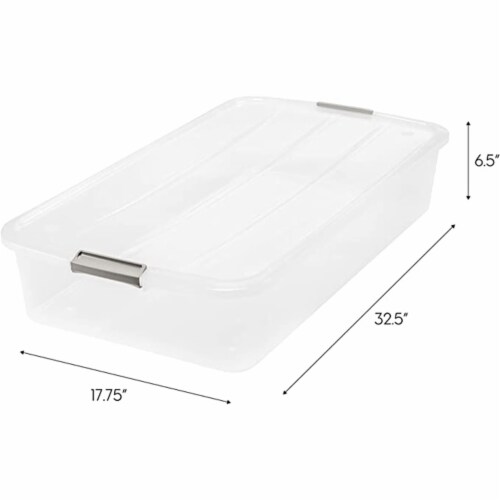Iris Usa Underbed Buckle Up 50 Quart Plastic Storage Container Clear