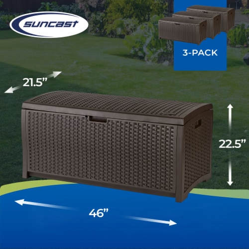 Suncast 73 Gallon Waterproof Resin Wicker Outdoor Patio Storage Deck ... Suncast 73 Gallon Waterproof Resin Wicker Outdoor Patio Storage Deck ...