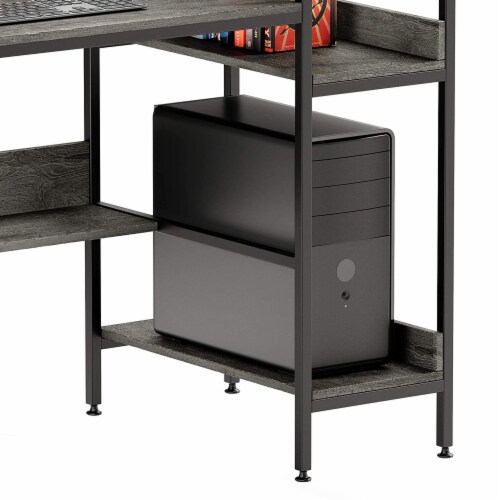 Bestier Computer Office Desk Workstation with Side Storage Shelves Hook Grey 1 Piece Smith s Food and Drug
