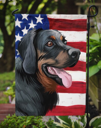 Carolines Treasures CK6653GF Polish Hunting Dog American Flag Flag ... Carolines Treasures CK6653GF Polish Hunting Dog American Flag Flag ...