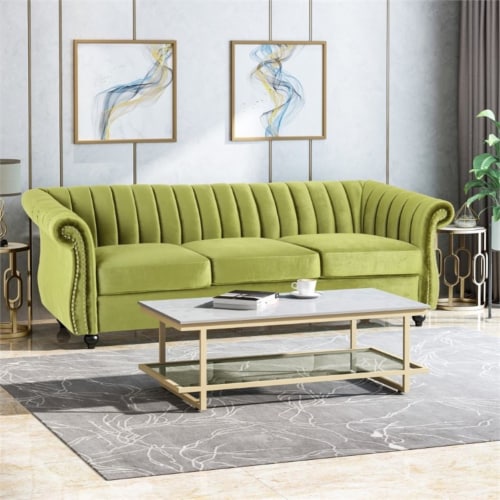 Sage green chesterfield sofa store