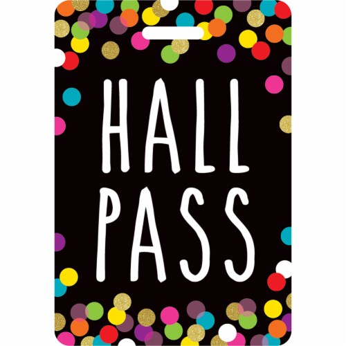 Teacher Created Resources Confetti Hall Pass With Lanyard 4 Per Pack 3 Packs 4 Per Pack 3