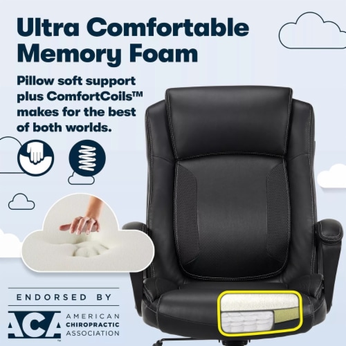 Serta Mid Back Office Chair With Mesh Accents And Memory Foam Black 1 unit Gerbes Super Markets