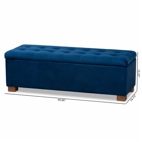 Bowery Hill Navy Blue Velvet Upholstered Storage Ottoman Bench 1 Harris Teeter