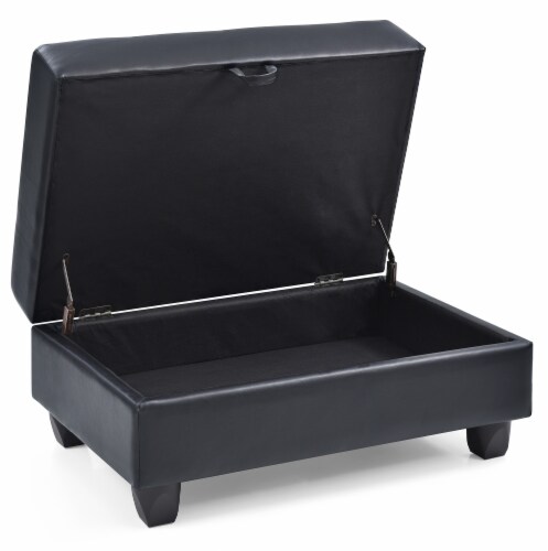 Revere Black Faux Leather Upholstered Storage Ottoman 1 Kroger
