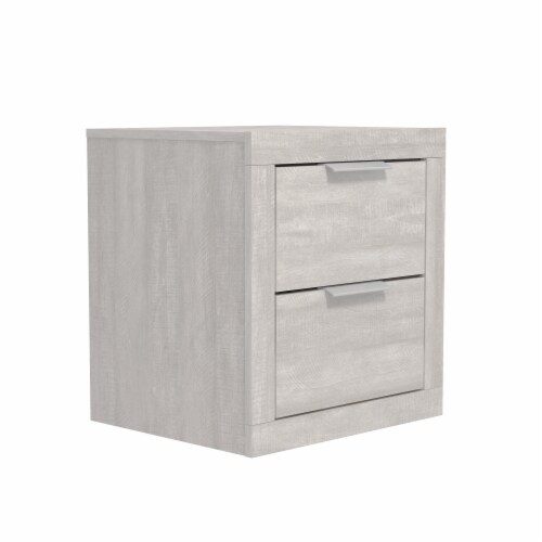 Harlowin 2 Drawer Dusty Gray Oak Bedside Table Nightstand 20.3 in. 16.3 in. 18.9 in. 1 Smith s Food and Drug