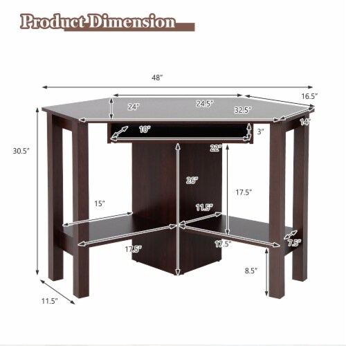 Costway wooden corner desk with drawer computer pc table study office room store